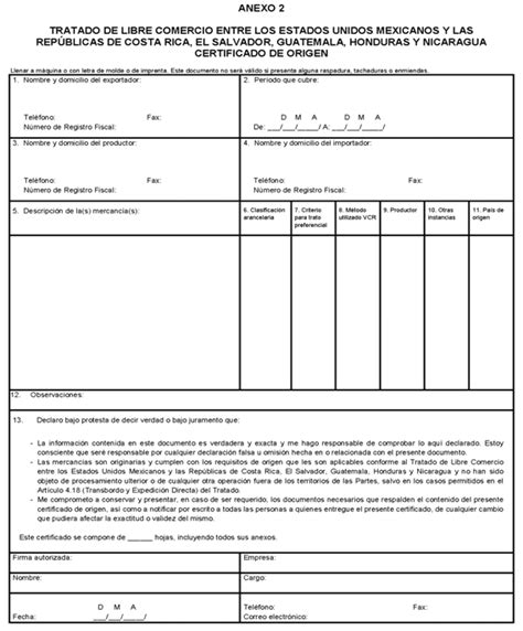 Certificado De Origen Formato Actualizado Julio