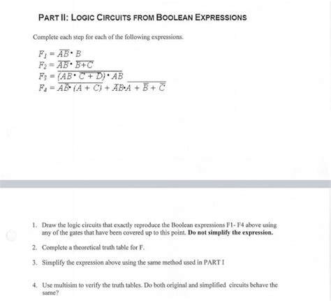Solved Part Ii Logic Circuits From Boolean Expressions