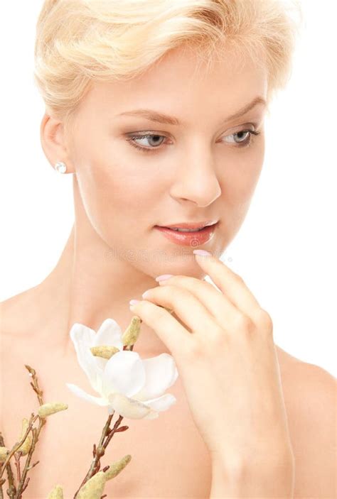 Lovely Woman With Twig Stock Photo Image Of Lovely Beauty