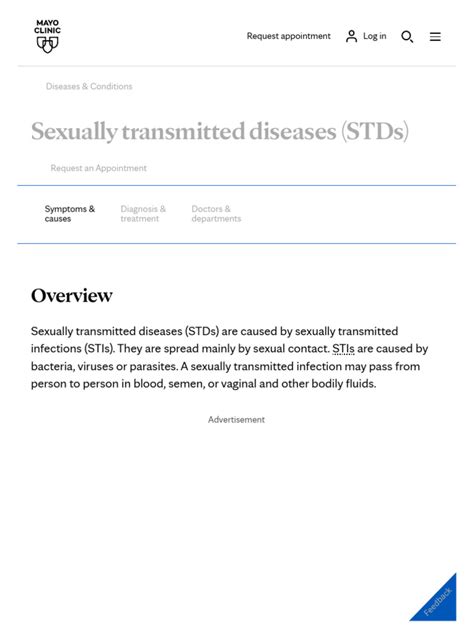 Sexually Transmitted Diseases Stds Symptoms And Causes Mayo Clinic Pdf Sexually