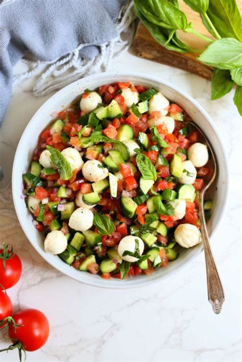 Tomato Cucumber Mozzarella Caprese Salad Delightful Mom