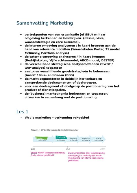 Samenvatting Marketing Missie Visie Waardestrategie En Core