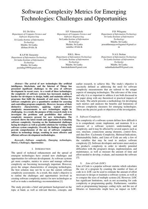 pdf software complexity metrics for emerging technologies challenges