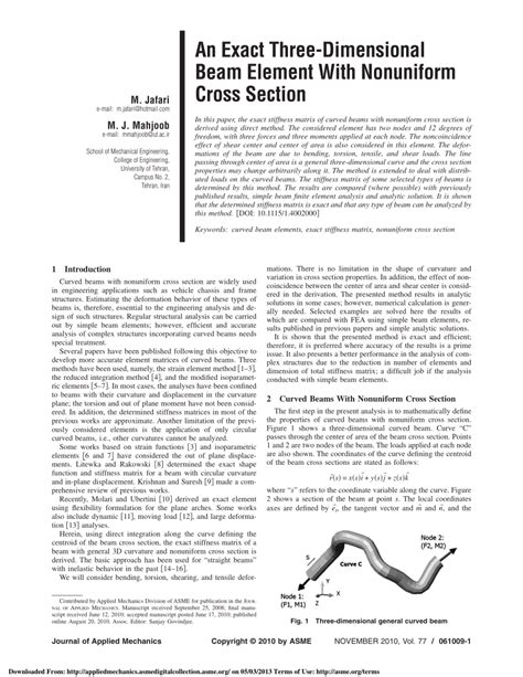 Pdf An Exact Three Dimensional Beam Element With Nonuniform Cross Section