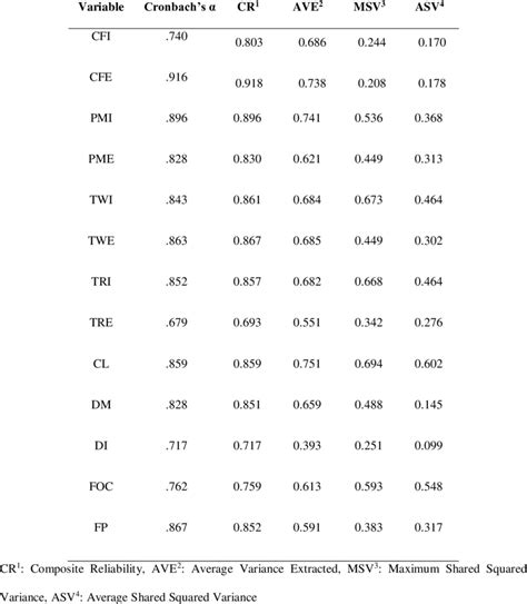 Internal Consistency Download Table