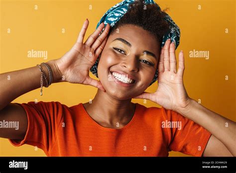 Image Of Funny African American Woman Posing And Smiling On Camera