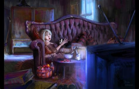 Photo Wallpaper Tv Horror Witch Broom Black Cat Witch Black Cat