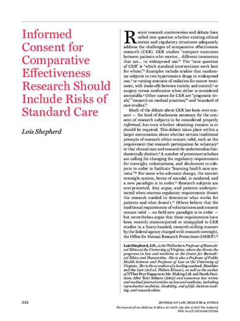 Pdf Informed Consent For Comparative Effectiveness Trials