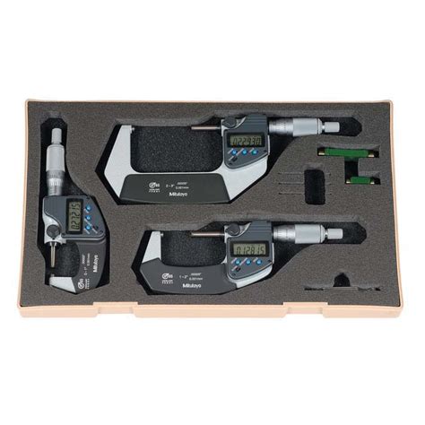 Mitutoyo 293 Imperial Metric Digital Coolant Proof Micrometer Set 3 Pieces Carbide Tip