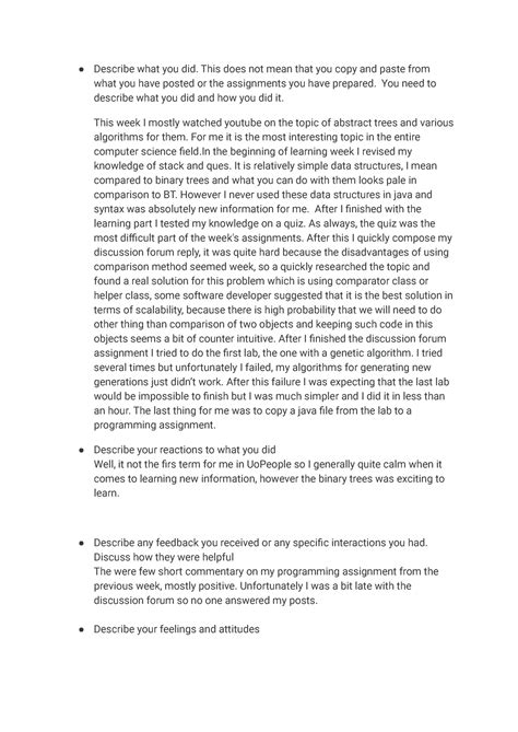 CS 1103 01 Learning Journal Unit 4 Describe What You Did This Does