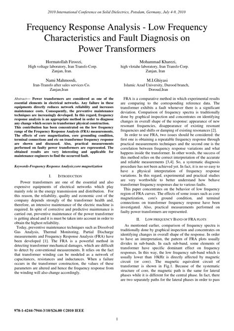pdf frequency response analysis — low frequency characteristics and