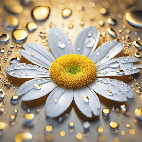 Premium Ai Image Beautiful Daisy Flowers Set Light Particles Water Drops