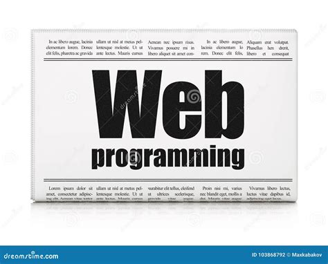 Web Design Concept Newspaper Headline Web Programming Stock