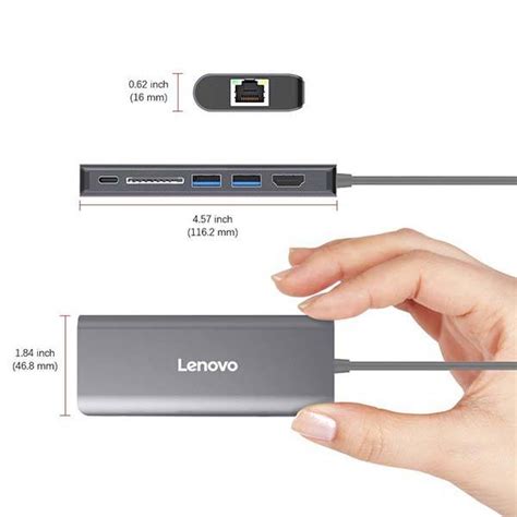 Lenovo Aluminum Usb C Hub With Gigabit Ethernet Port Hdmi Port And More Gadgetsin