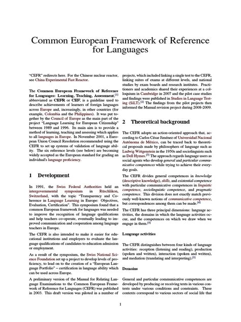 Common European Framework Of Reference For Languagespdf Educational