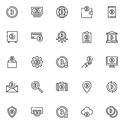 Premium Vector Bitcoin Icon Pack With Outline Icon Style