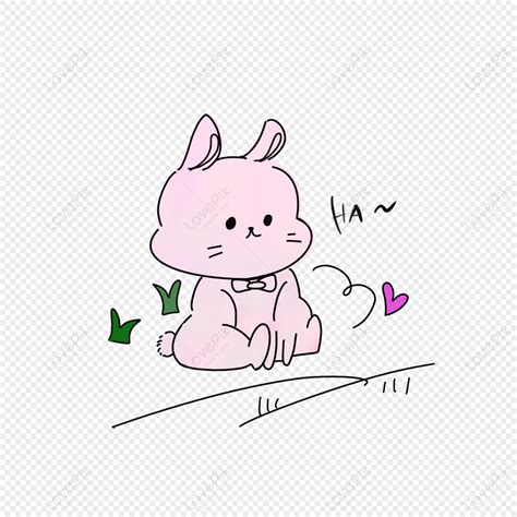 핑크 손으로 그려진 토끼 PNG 일러스트 무료 다운로드 Lovepik