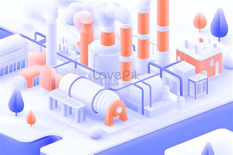 현대적인 공장 시설 일러스트 무료 다운로드 Lovepik