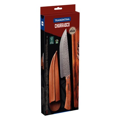 Faca Para Carne Tramontina Nômade Aço Inox Cabo Madeira Com Bainha De Couro 8