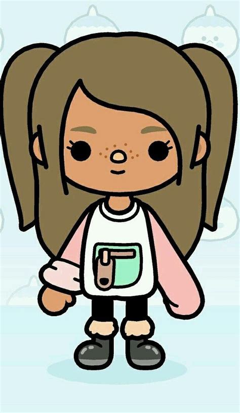 Cute Cartoon Girl With Brown Hair And Black Shoes