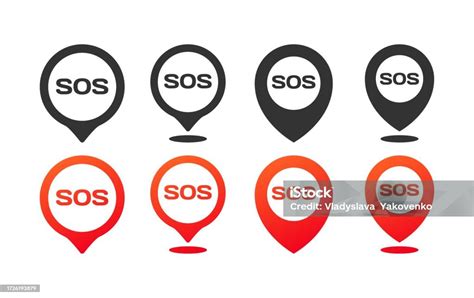 Sos 표지판 다양한 스타일 색상 Sos 탐색 아이콘 도움말 표시 Sos 아이콘 벡터 아이콘 Sos에 대한 스톡 벡터 아트 및