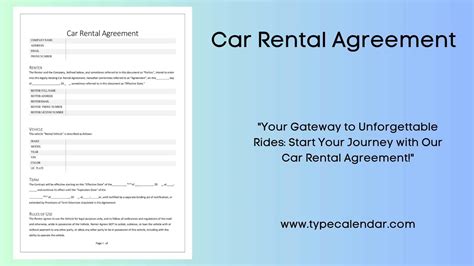 Free Printable Car Rental Agreement Templates PDF Word