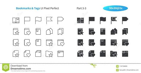 Bookmarks Tags Ui Pixel Perfect Well Crafted Vector Thin Line And Solid Icons 30 2x Grid For Web