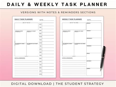 task priority matrix bundle eisenhower matrix daily and weekly priority