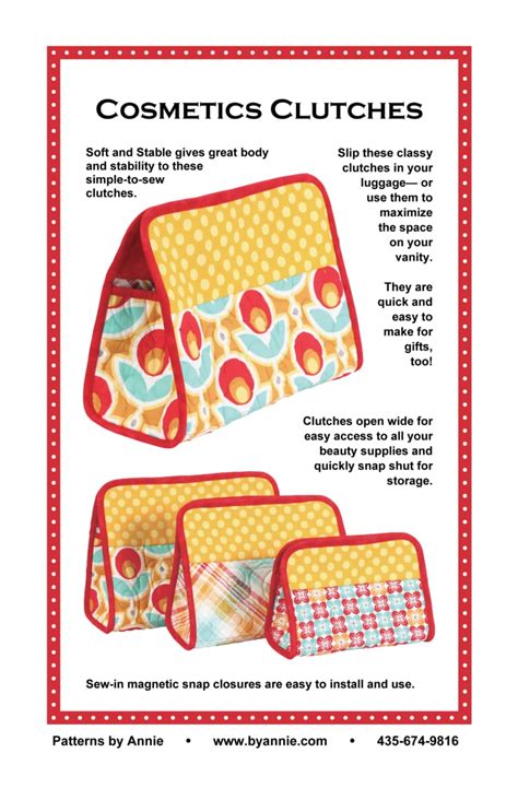 By Annies Cosmetic Clutches PBA217 Sewing Pattern Make Up Bag