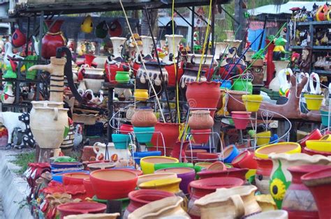 Honduras Traditional Market Comayagua Crafts Colored Clay Potts On A Stock Photo Image Of
