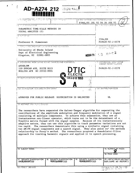 Pdf Parametric Time Scale Methods In Signal Analysis