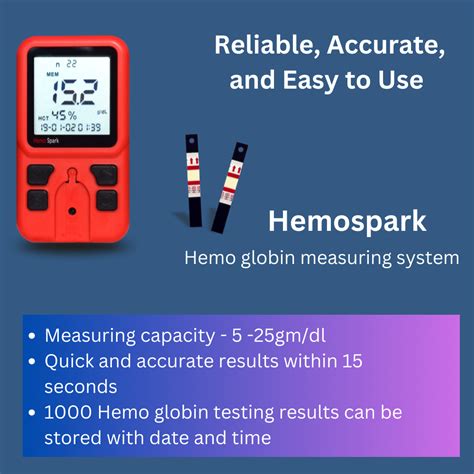 Hemospark Digital Portable Hb Meter Hemoglobin Meter Contains 1