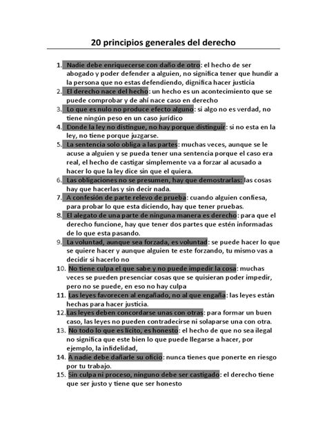20 Principios Generales Del Derecho Pdf Justicia Crimen Y Violencia
