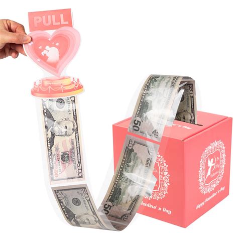 Happy Valentines Day Money Box For Cash T Pull Surprise Explosion Holder With Card And 100pcs