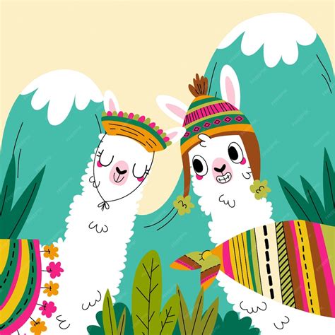 손으로 그린 페루 라마 그림 무료 벡터