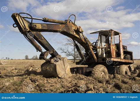 The Image Of The Tractor In The Mud Stock Image Image Of Action