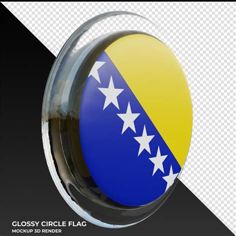 Bósnia E Herzegovina0003 Bandeira De Círculo Brilhante Texturizado 3d
