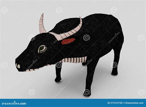 Illustration 3d Minimale De Buffle Sur Fond Blanc Illustration Stock