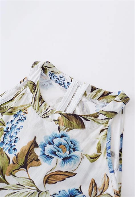 Summer Garden Printed Halter Neck Maxi Dress Retro Indie And Unique