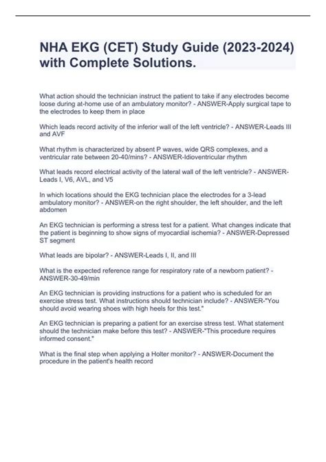 Nha Ekg Cet Study Guide With Complete Solutions Nha Ekg Stuvia Us