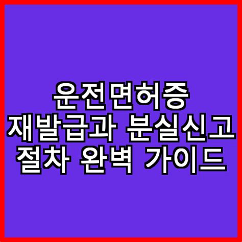 운전면허증 재발급과 분실신고 절차 완벽 가이드