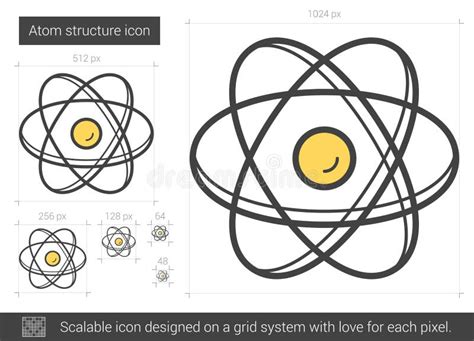 Atom Structure Line Icon Stock Vector Illustration Of Drawing 80696590