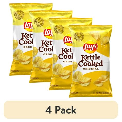 4 Pack Lays Kettle Cooked Original Flavored Potato Chips 8 Oz Bag