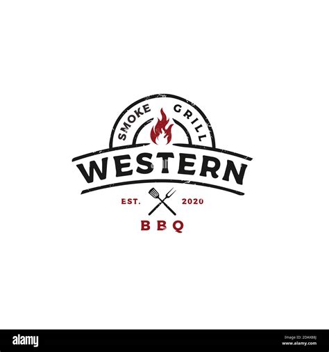 Vintage Grill Barbeque Barbecue Bbq With Crossed Fork And Fire Flame