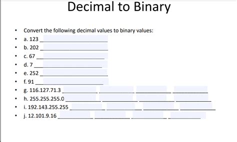 Solved Decimal To Binary Chegg Com