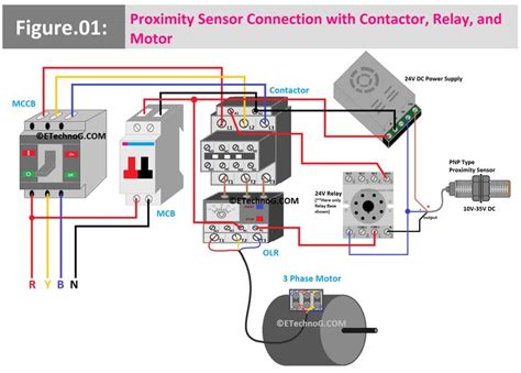 Proximity Sensor Connection With Contactor Relay And Motor