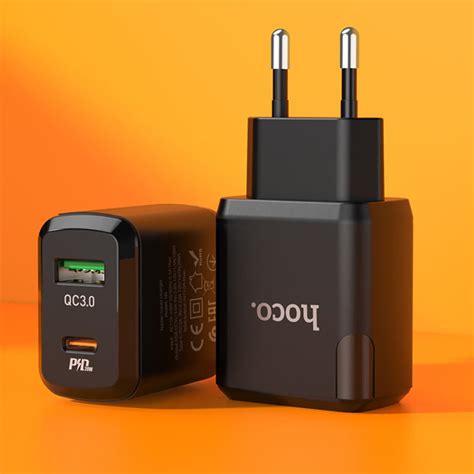 Incarcator Priza USB A Type C Q C 3 0 PD 20W 3A Cablu Type C Hoco Favor N5 Black