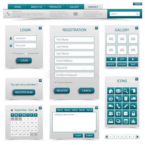 Collection Design Elements Navigation For Website Template Stock Vector Illustration Of
