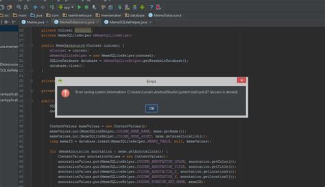Error Saving System Information Access Is Denied Android Studio