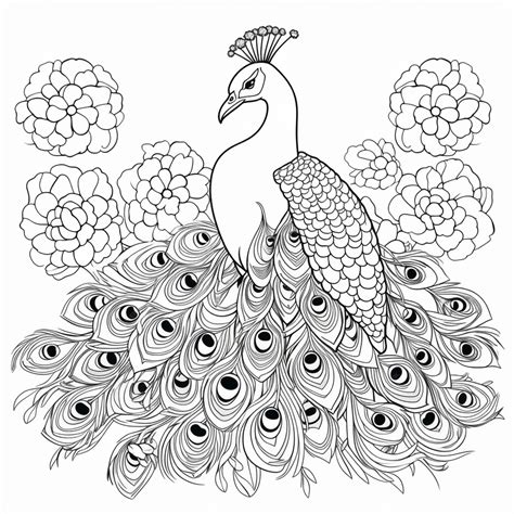 Premium Photo Peacock Drawing Outline For Coloring